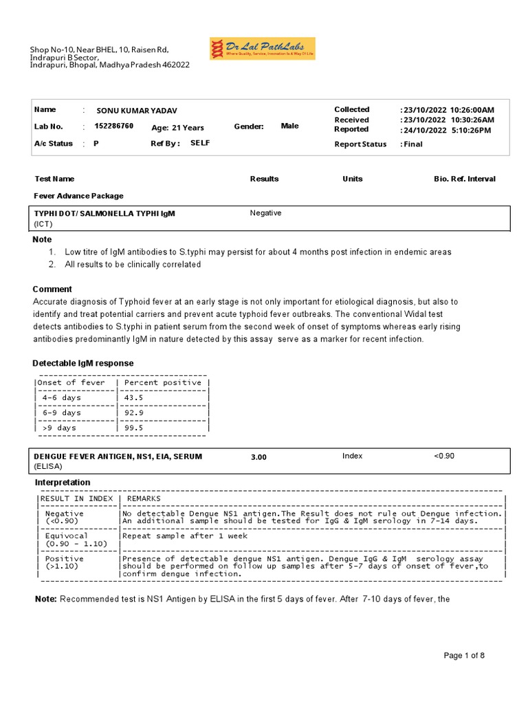 Sonu Report | PDF | White Blood Cell | C Reactive Protein