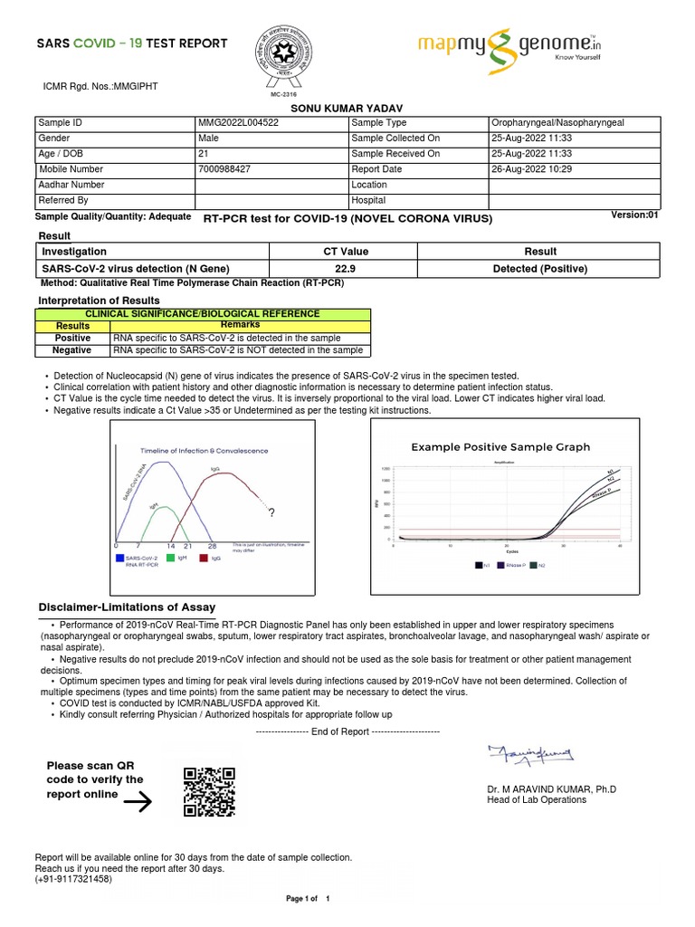 Sonu Kumar Yadav COVID Report | PDF | Immunology | Life Sciences