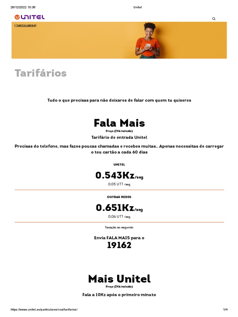 Tarifários Voz Unitel | PDF | Telecomunicações | Comunicação
