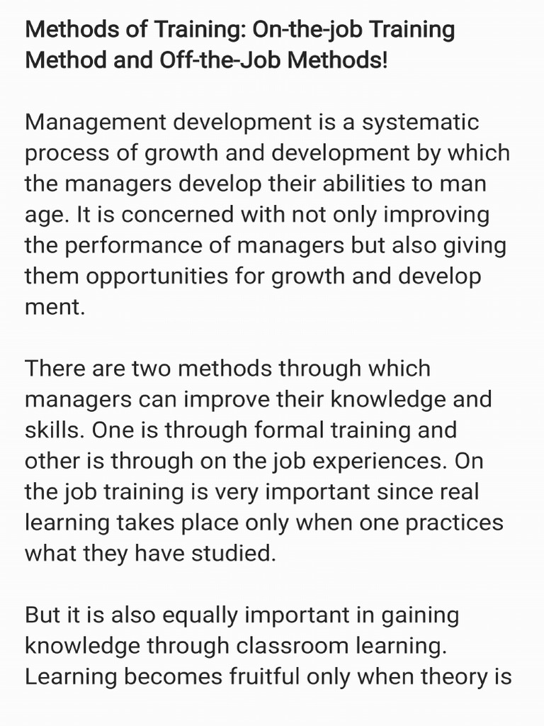 On-The-Job and Off-The-Job Training | PDF