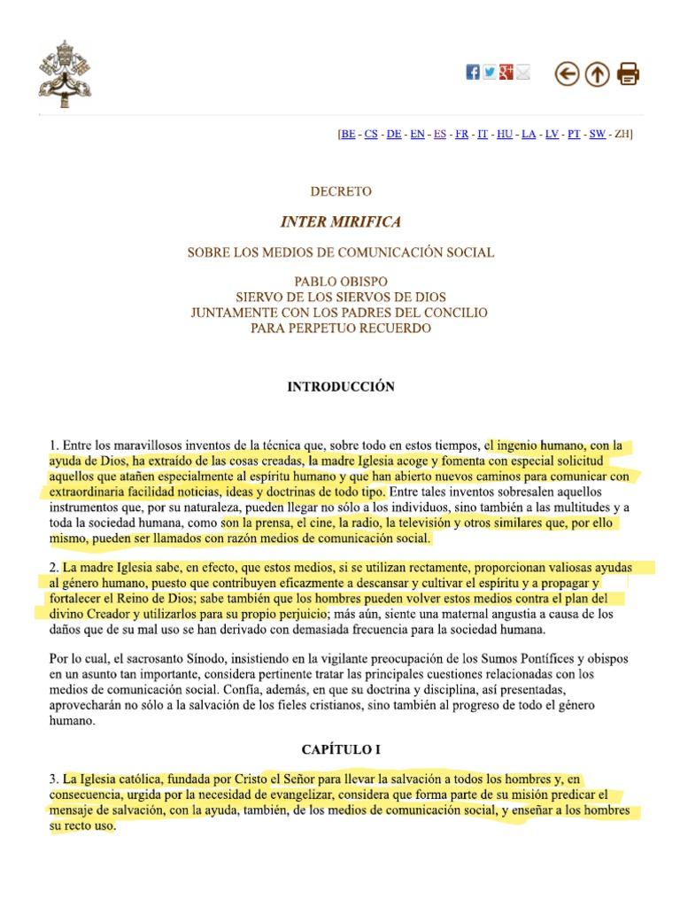 Inter Mirifica | PDF