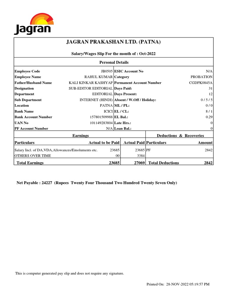 Pay Slip | PDF