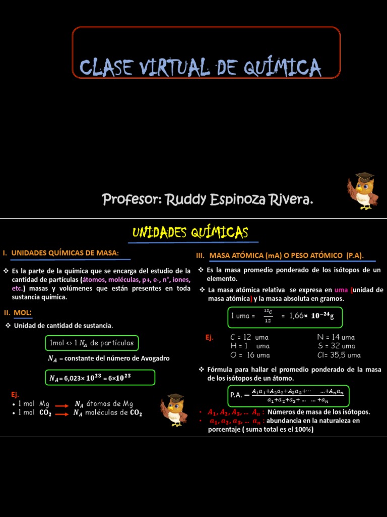 Clase - Unidades Quimica - 4TO | PDF | Mole (Unidad) | Química