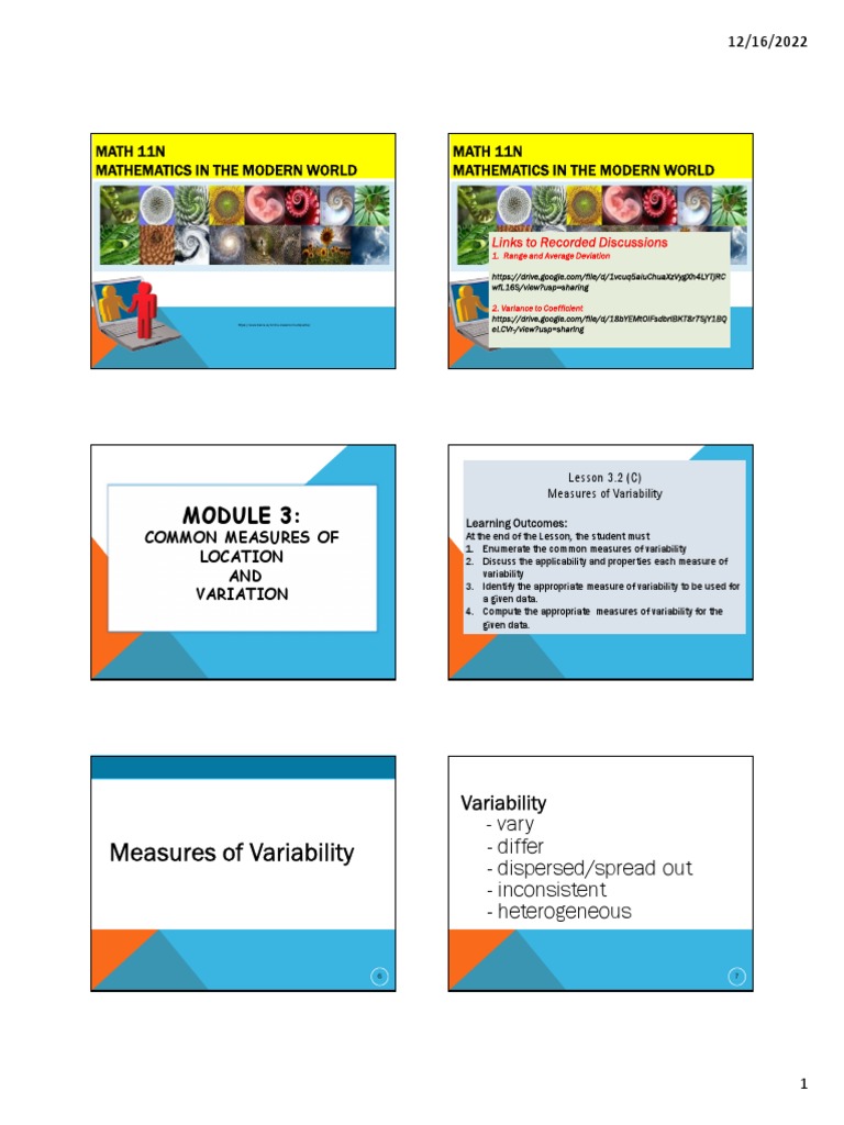 Math Variability Measures Guide | PDF | Variance | Standard Deviation