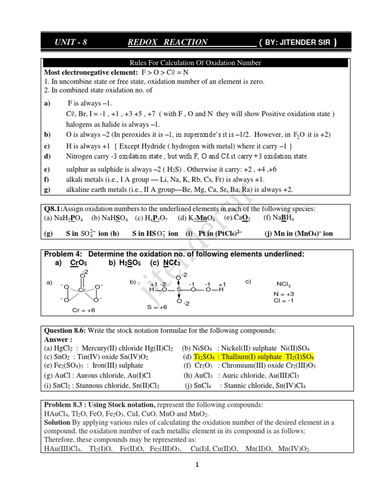 Reoxreaction Quick Revision - 2022 | PDF | Redox | Chlorine