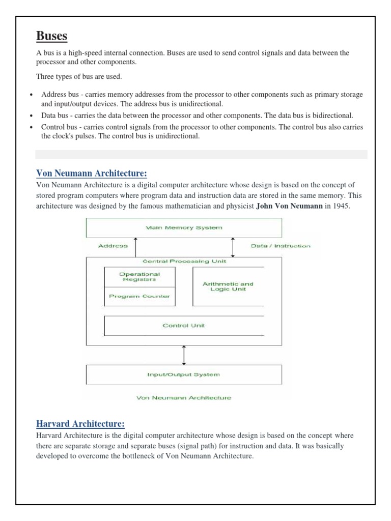 Buses Buses Buses: Von Neumann Architecture: Von Neumann Architecture ...