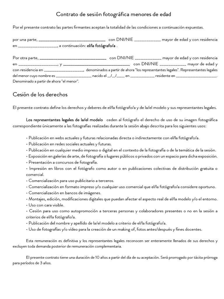 Contrato Menores de Edad | PDF | Fotógrafo