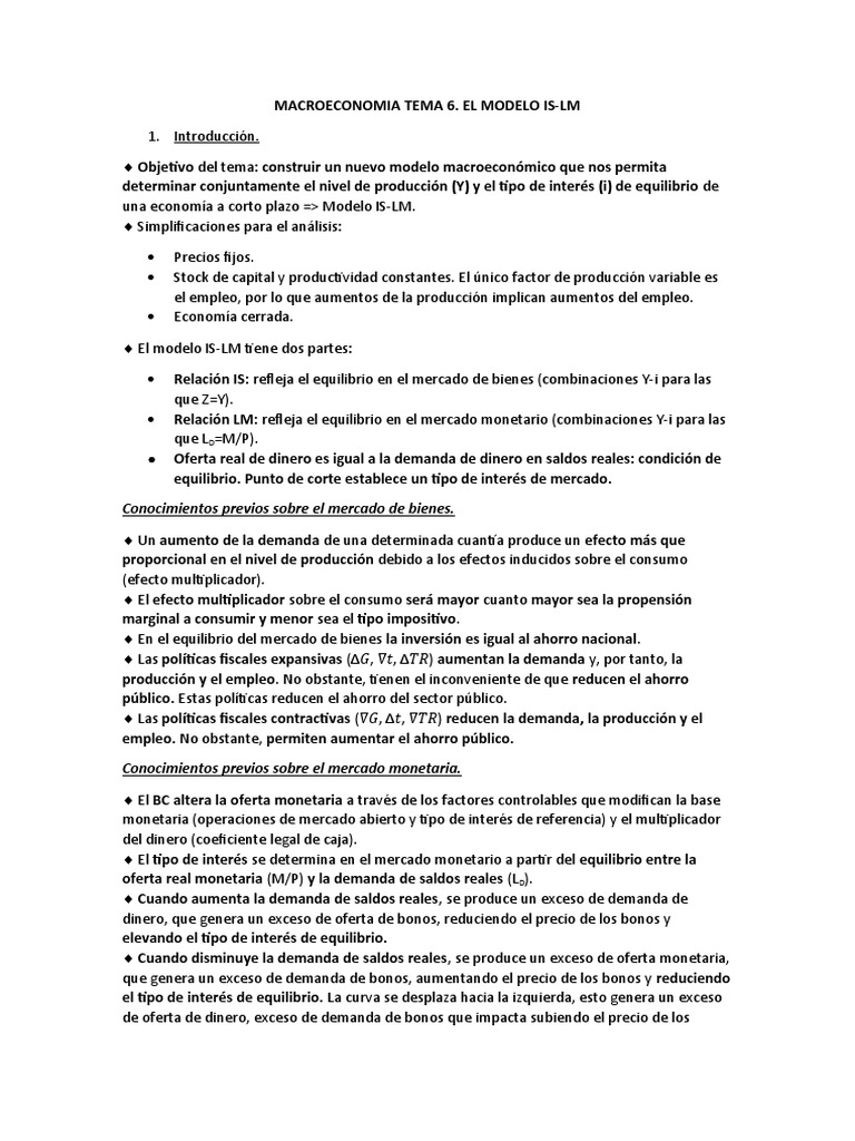 Macro Tema 6 | PDF | Oferta (economía) | La política fiscal