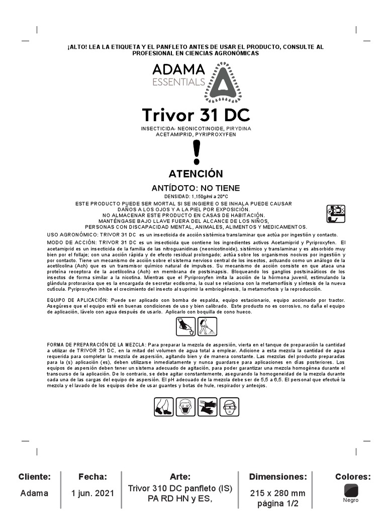 Trivor 310 DC Panfleto (IS) PA RD HN y ES | PDF | Acetilcolina ...
