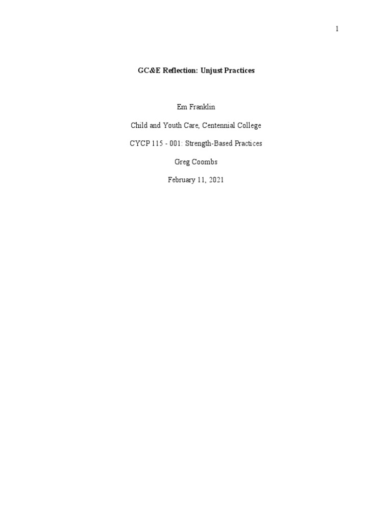 GC e Reflection - Unjust Practices | PDF | Bullying | Teachers