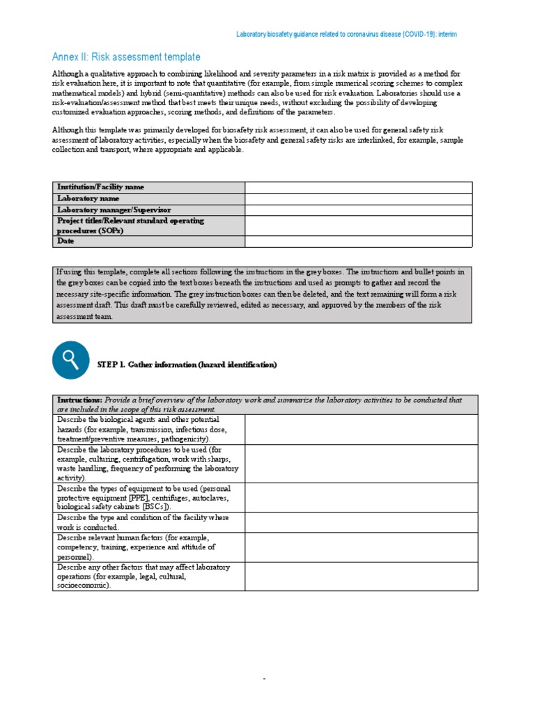 WHO Risk Assessment Template - Annex2 | PDF | Risk | Risk Assessment