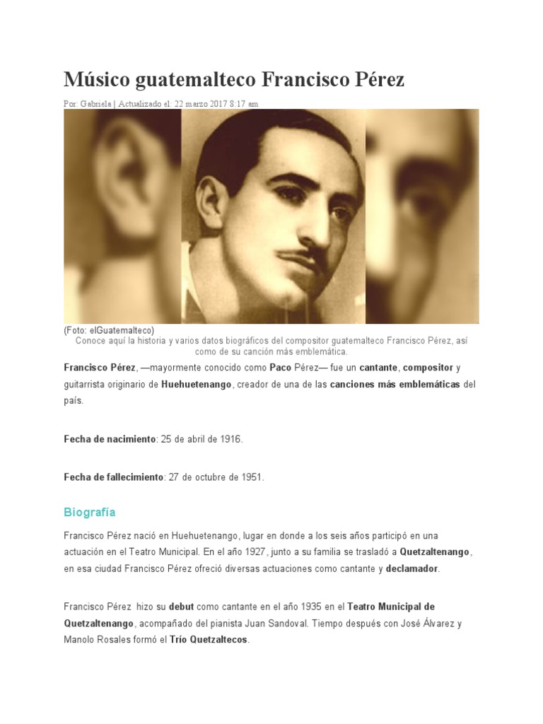 Músico Guatemalteco Francisco Pérez | PDF