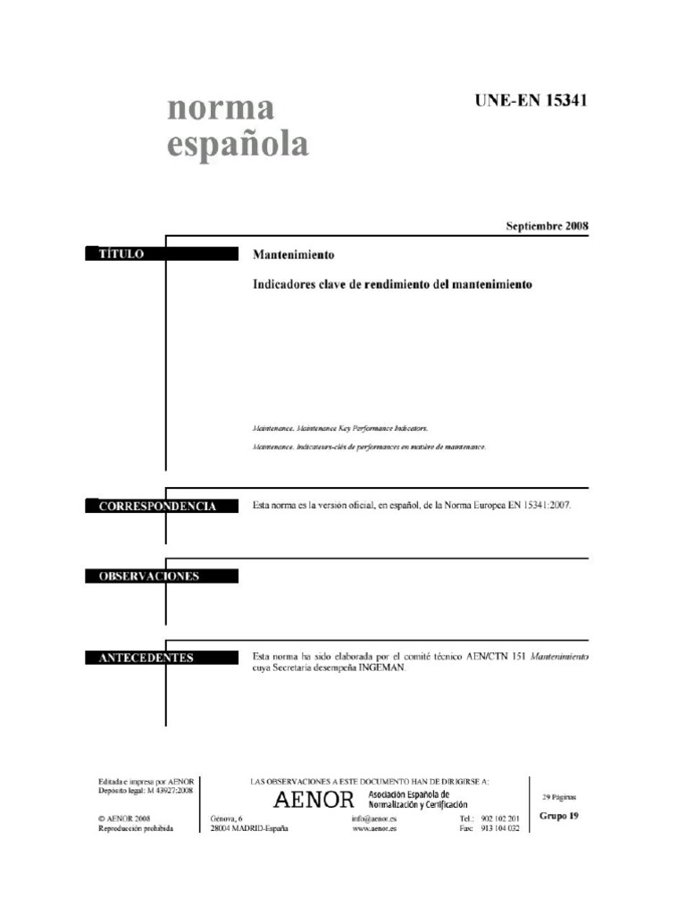 Une 15341 - Indicadores Clave de Rendimiento | PDF