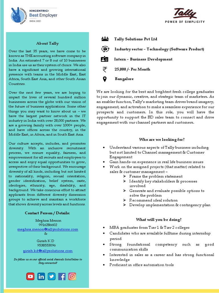 Business Development Intern - JD | PDF | Recruitment | Economies