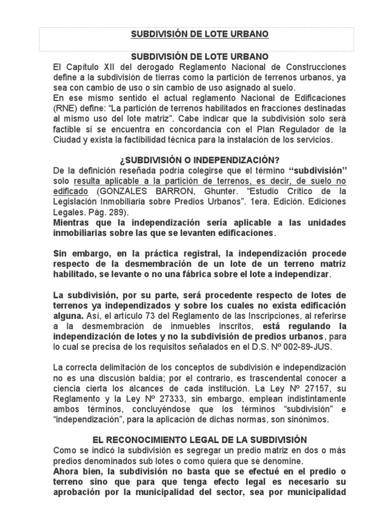 Requisitos para Subdivisión de Lotes Urbanos | PDF | Regulación | Gobierno