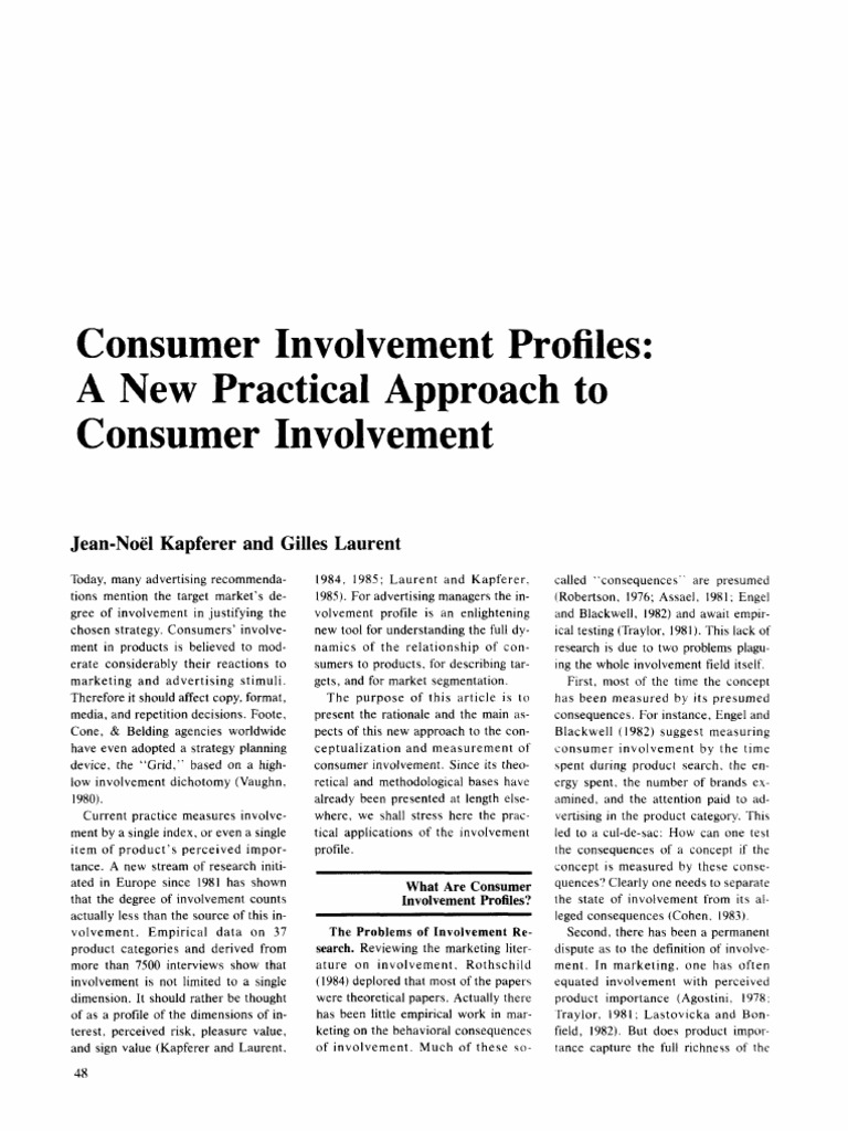Consumer Involvement Profiles A New Practical Approach To Consumer ...