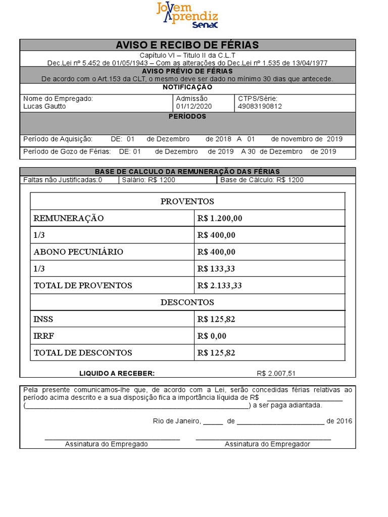 ANEXO 8 Aviso e Recibo de Férias | PDF | Férias trabalhistas | Afastamento
