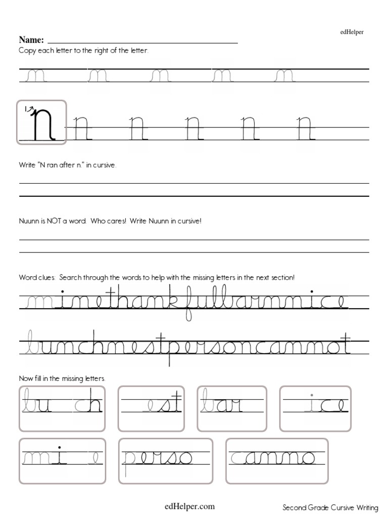 2nd Grade Cursive Practice | PDF | Writing | Orthography
