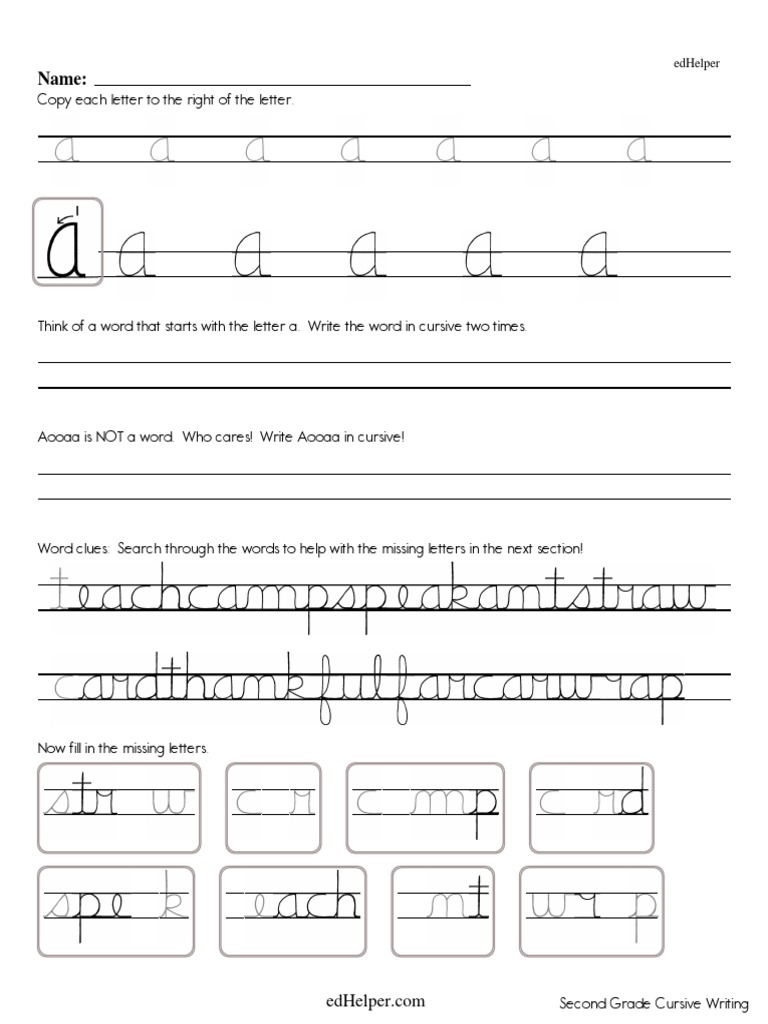 Cursive Writing Worksheets Grade2 Uppercase Letters ABCDE and F | PDF ...