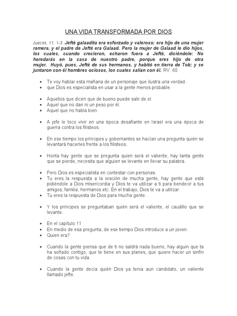 UNA VIDA TRANSFORMADA POR DIOS | PDF | Perdón