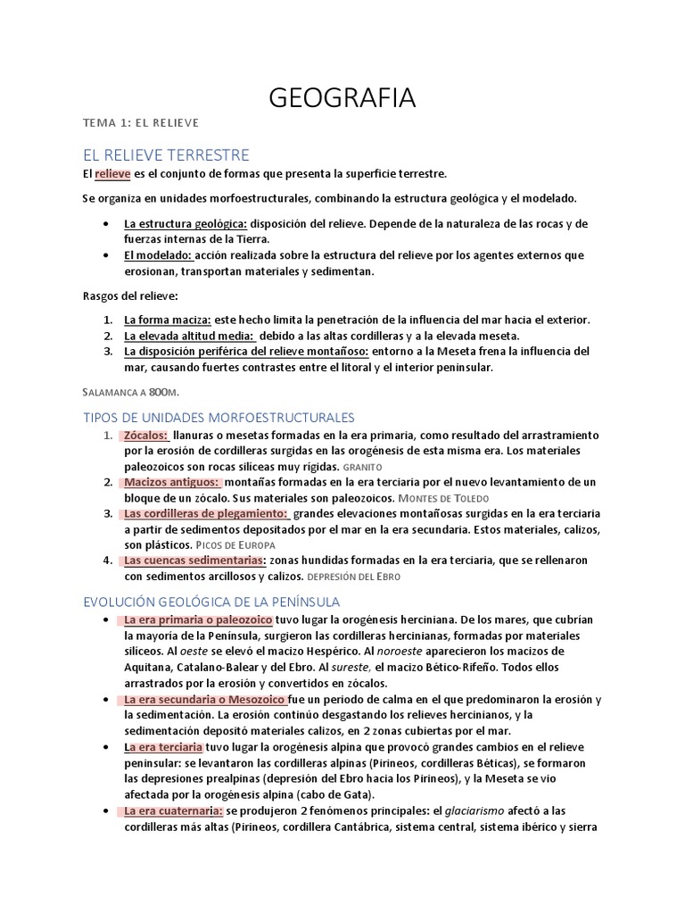 Temario Geografia 2 Bach | PDF | Geología | Ciencias de la Tierra