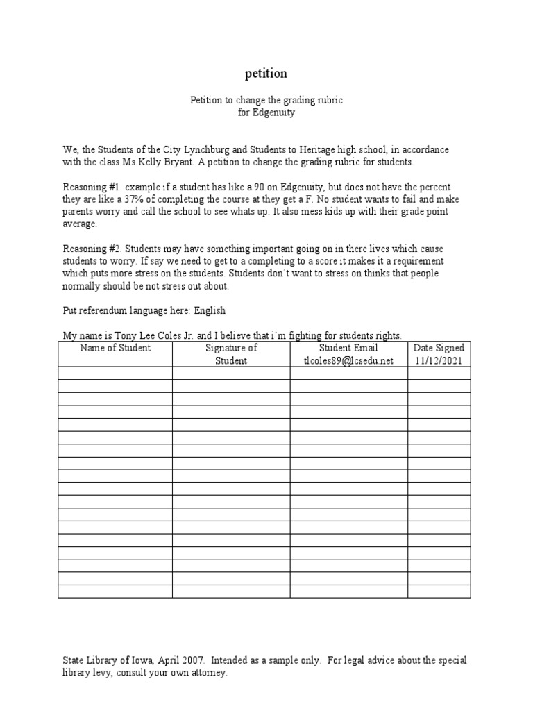 Petition Template 04 | PDF | Social Science