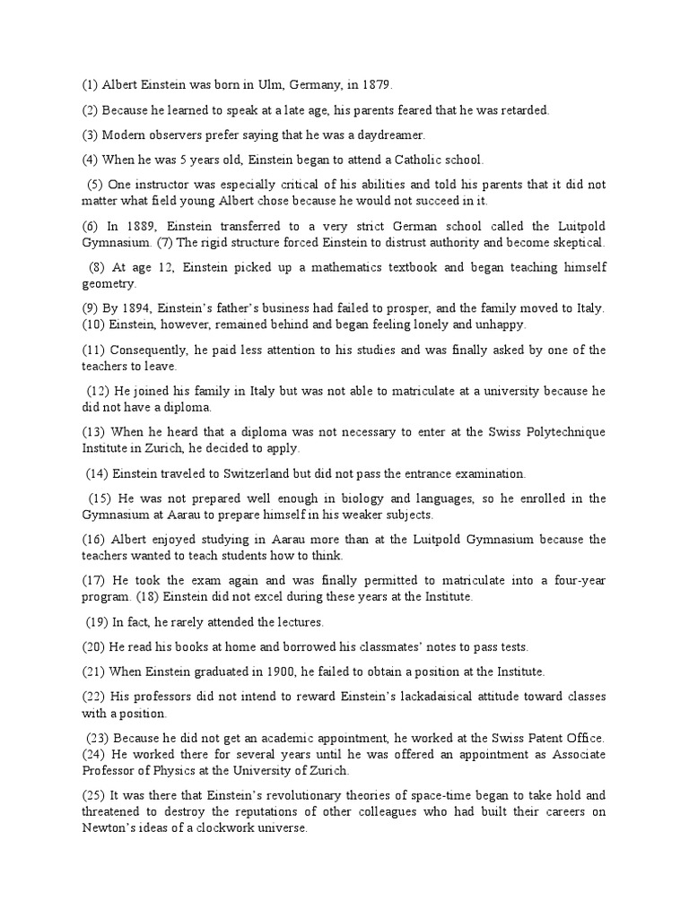 Gerund Vs Infinitive Einstein Reading | PDF | Albert Einstein | Test ...