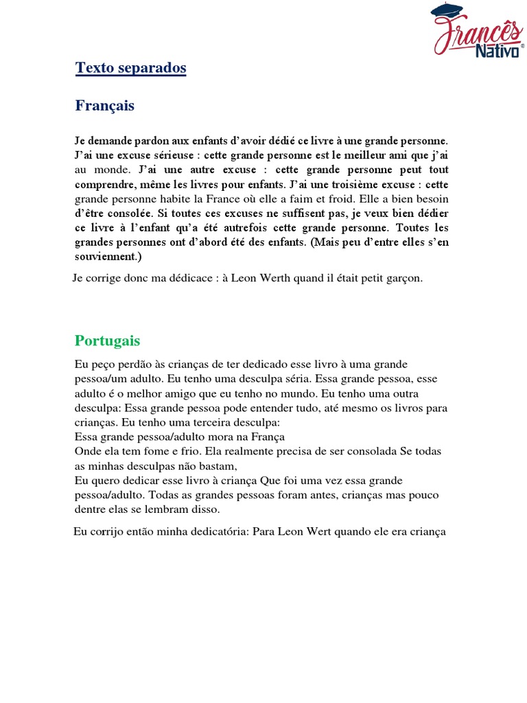 PDF - PRATICAR - Le Petit Prince Partie 01 | PDF