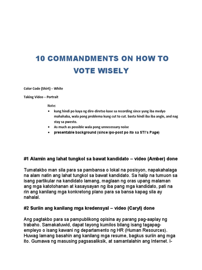 10 Commandments On How To Vote Wisely | PDF