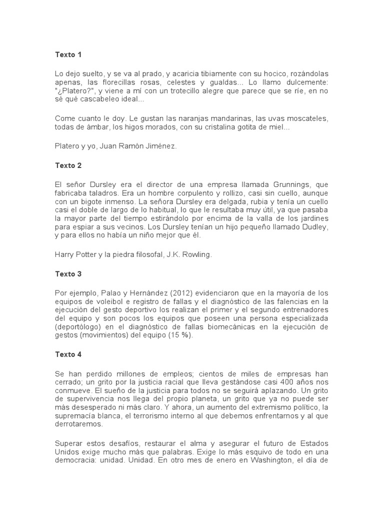 Tipos de Textos - Ejercicios | PDF | Arroz