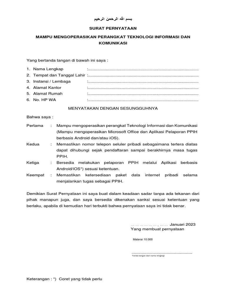 Surat Pernyataan Fix | PDF