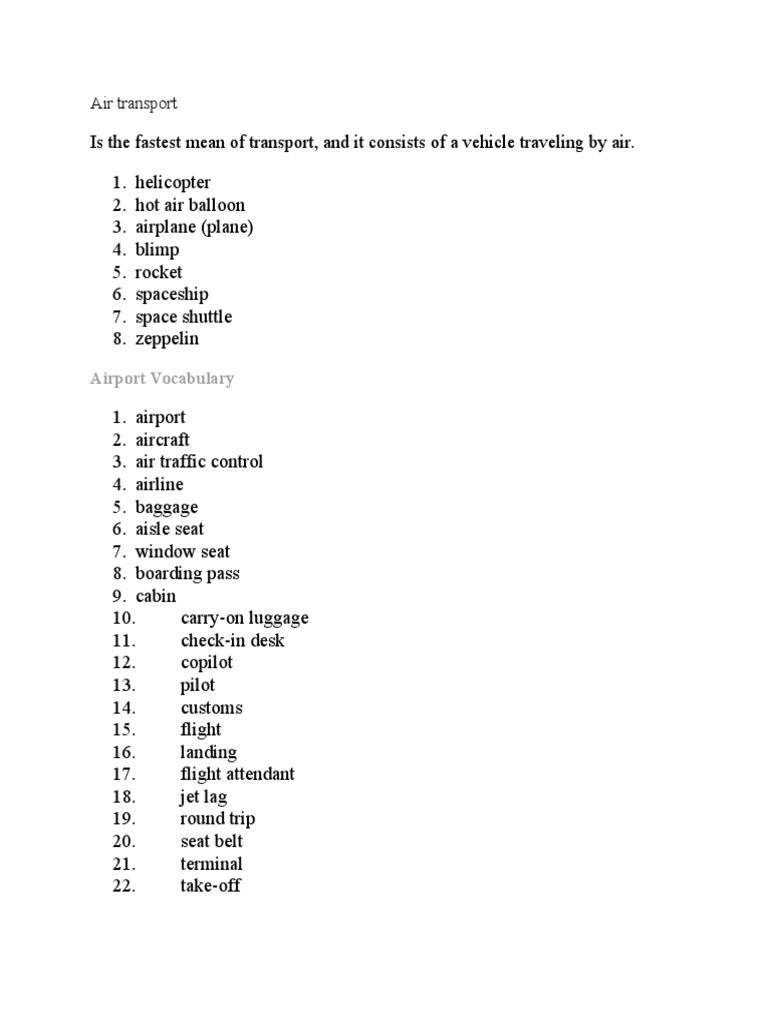 Means of Transport (Air, Water, Land) | PDF | Ships | Baggage