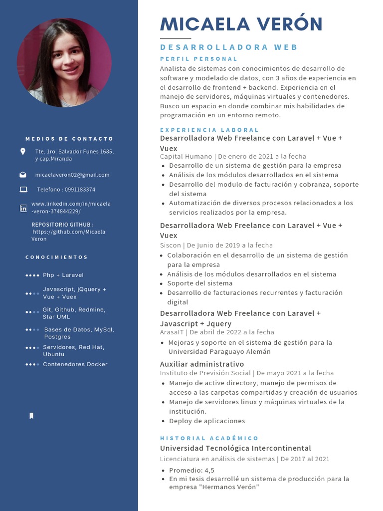 CV-Micaela Verón | PDF | Red mundial | Internet y web