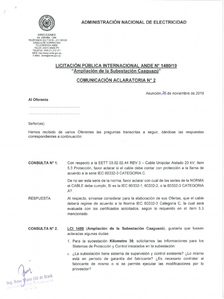 Comunicaci N Aclaratoria N 2 Lpi 1480 1575025882165 | PDF