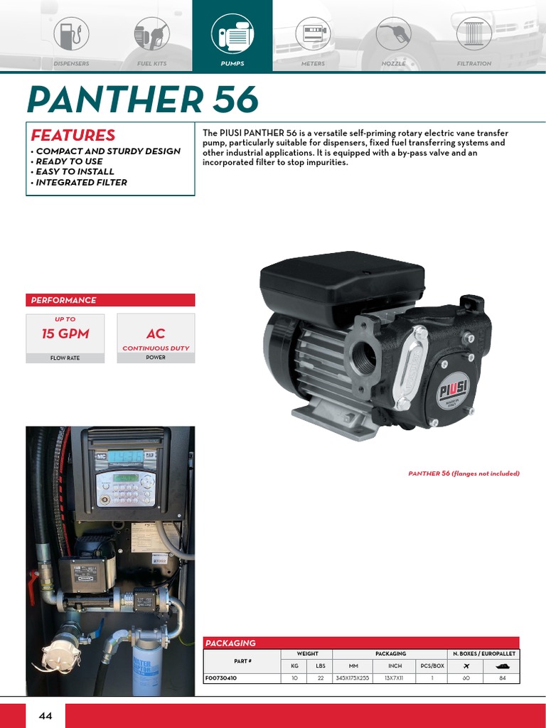 Piusi-Usa-Bomba Panther-56 - en | PDF | Pump | Valve