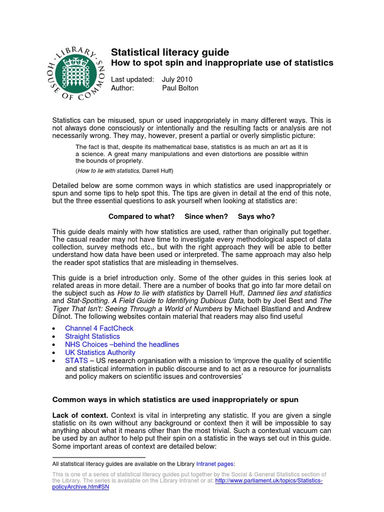 Statistical Literacy Guide | PDF | Statistics | Inflation
