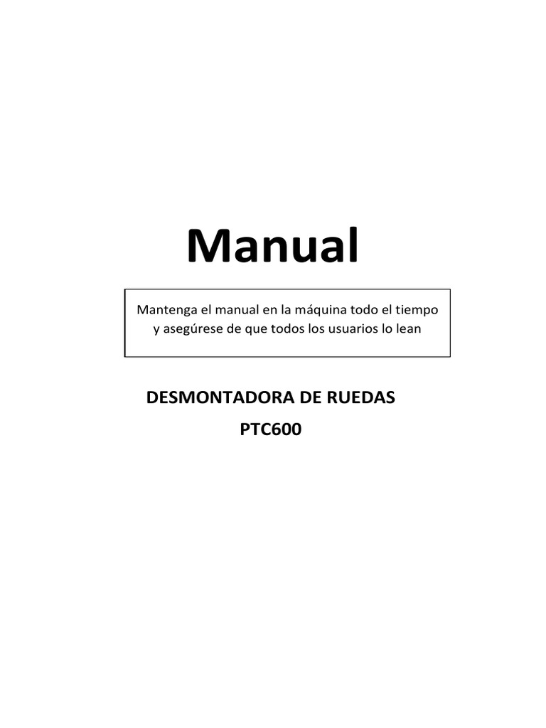 Manual Desmontadora PTC600 | PDF | Neumático | Tornillo