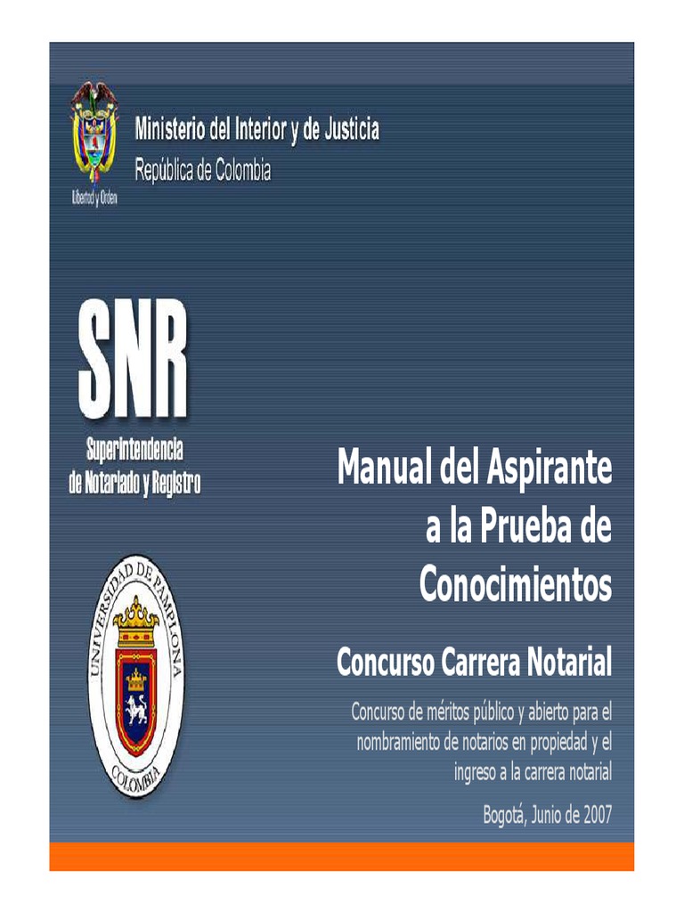 Manual - Del - Aspirante - A - La - Prueba - de - Conocimiento Concurso Notarios 2011 | PDF ...