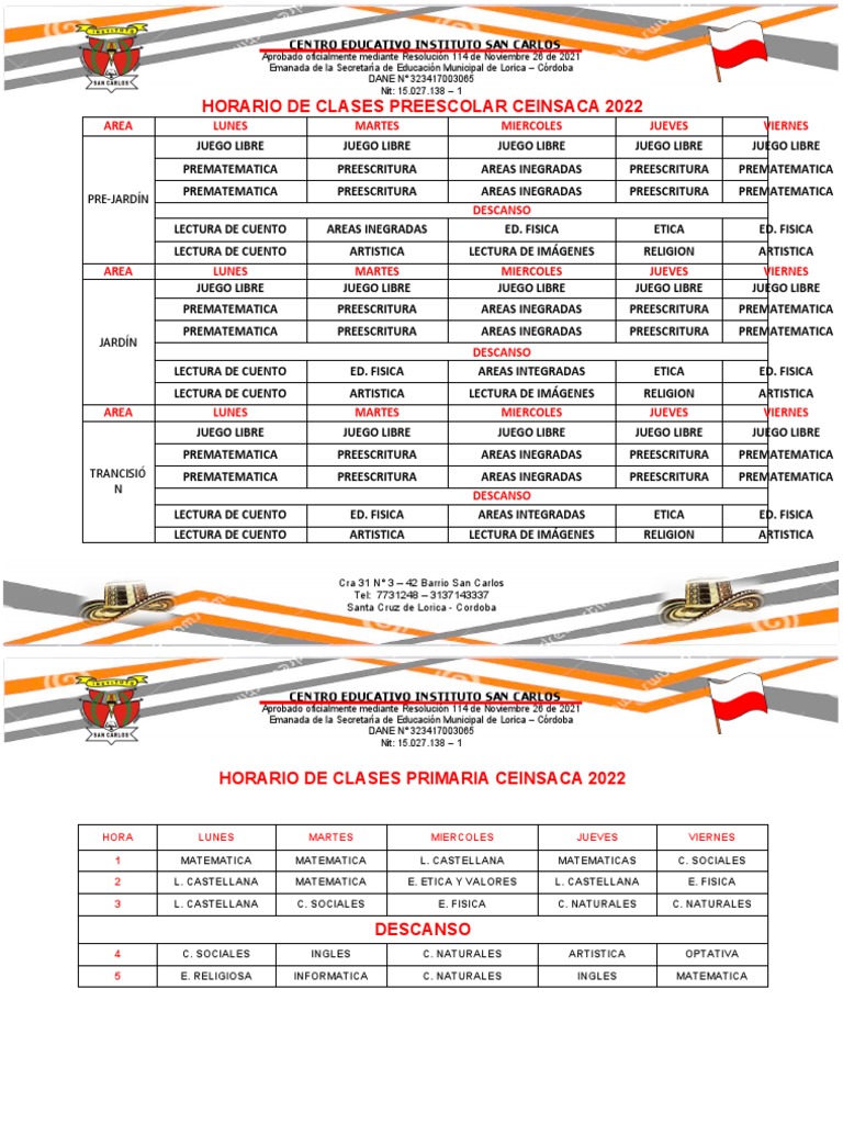 Horario de Clases 2 | PDF