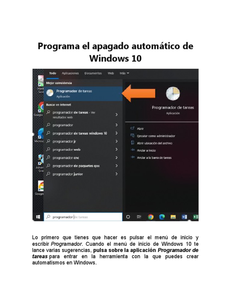 Programar Apagado Automatico Win10 | PDF | Windows 10 | Ventana ...