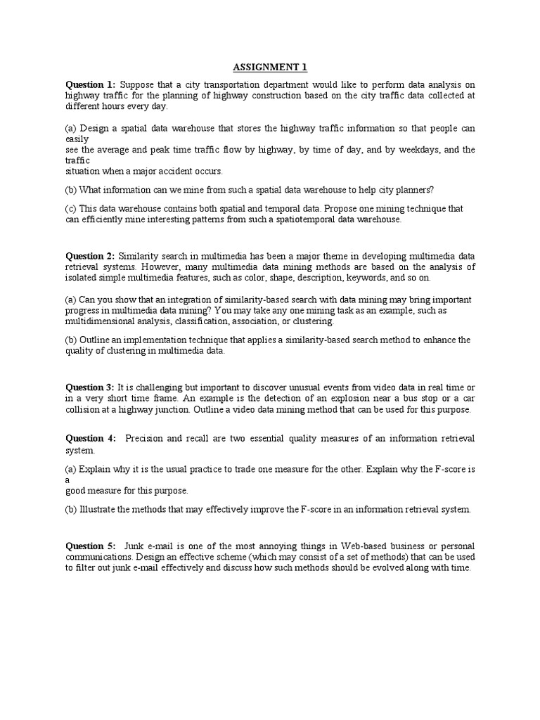 Data Warehousing and Data Mining Assignment PDF | PDF | Art