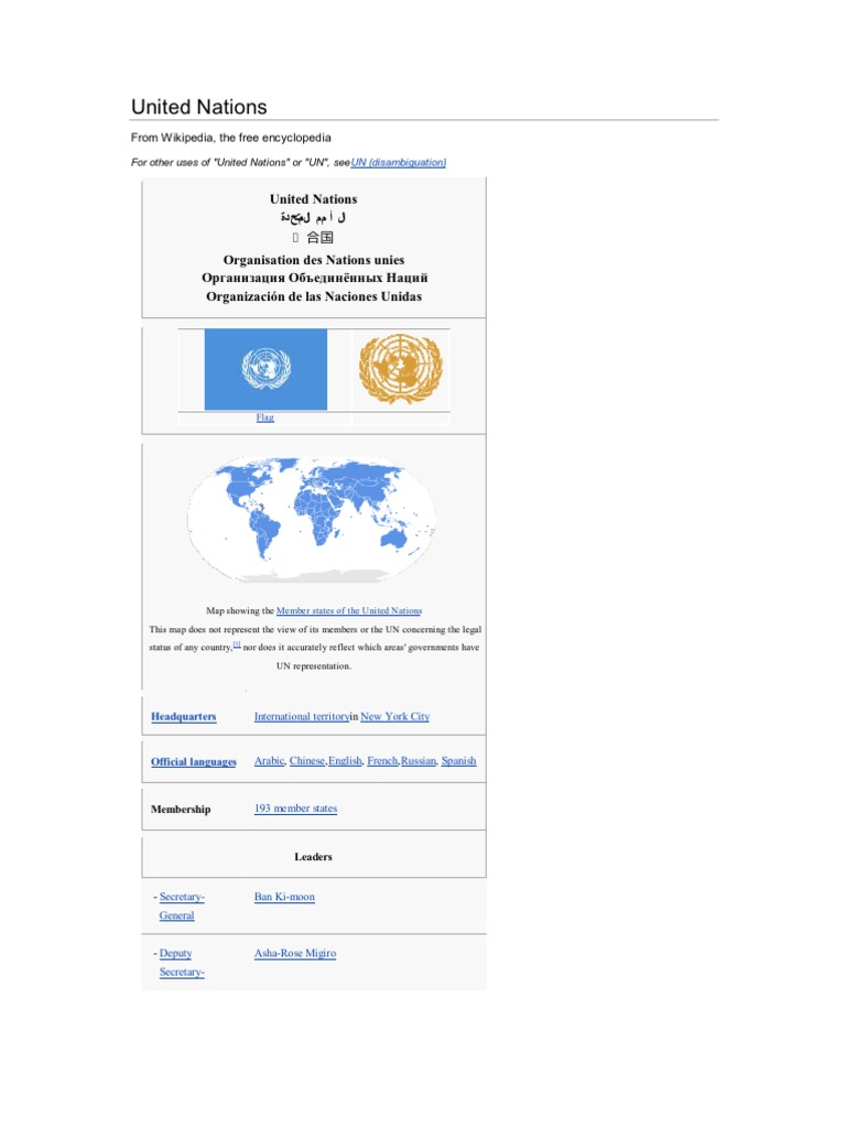 United Nations | PDF | Secretary General Of The United Nations | World ...