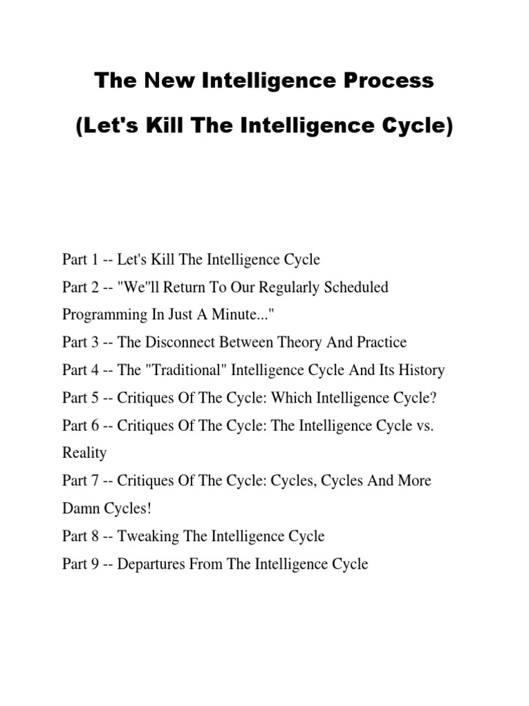 The New Intelligence Process (Let's Kill The Intelligence Cycle) | PDF ...