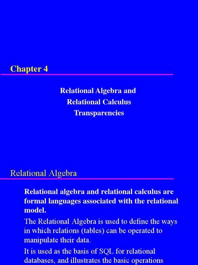 Relational Algebra vs. Calculus Explained | PDF | Relational Model ...