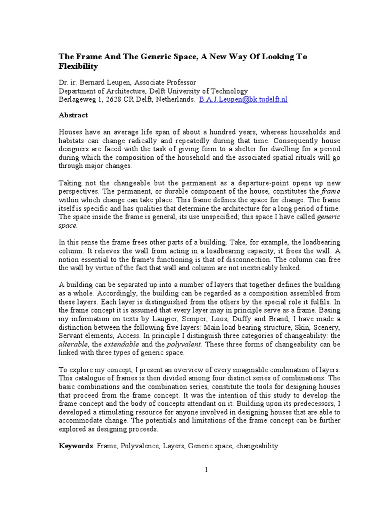 Frame and Generic Space Abstract | PDF | Space | Concept