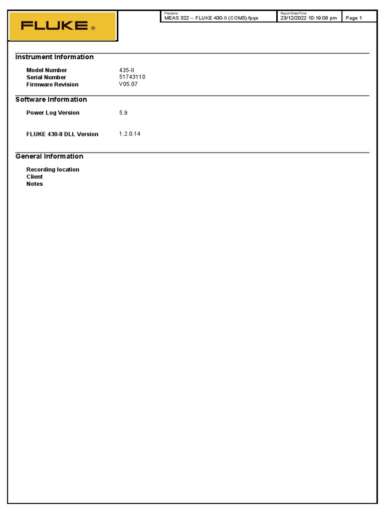 Fluke 430-II Power Log Report 5.9 | PDF | Alternating Current | Power ...