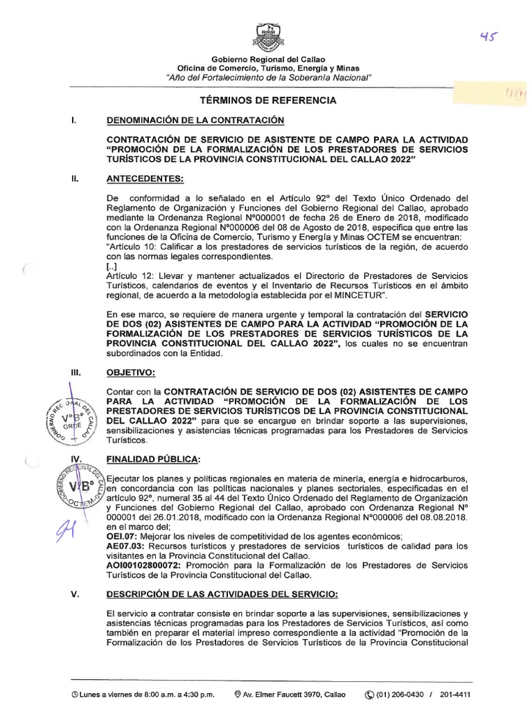 TDR ASISTENTE CAMPO | PDF