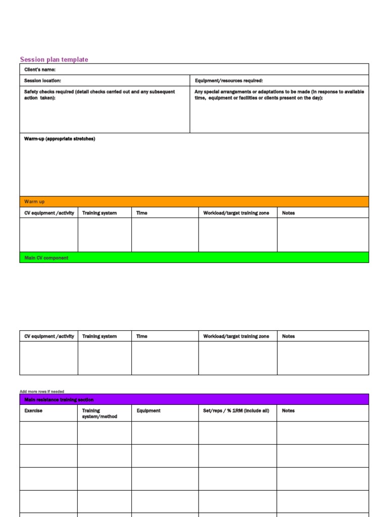 Session Plan Template | PDF
