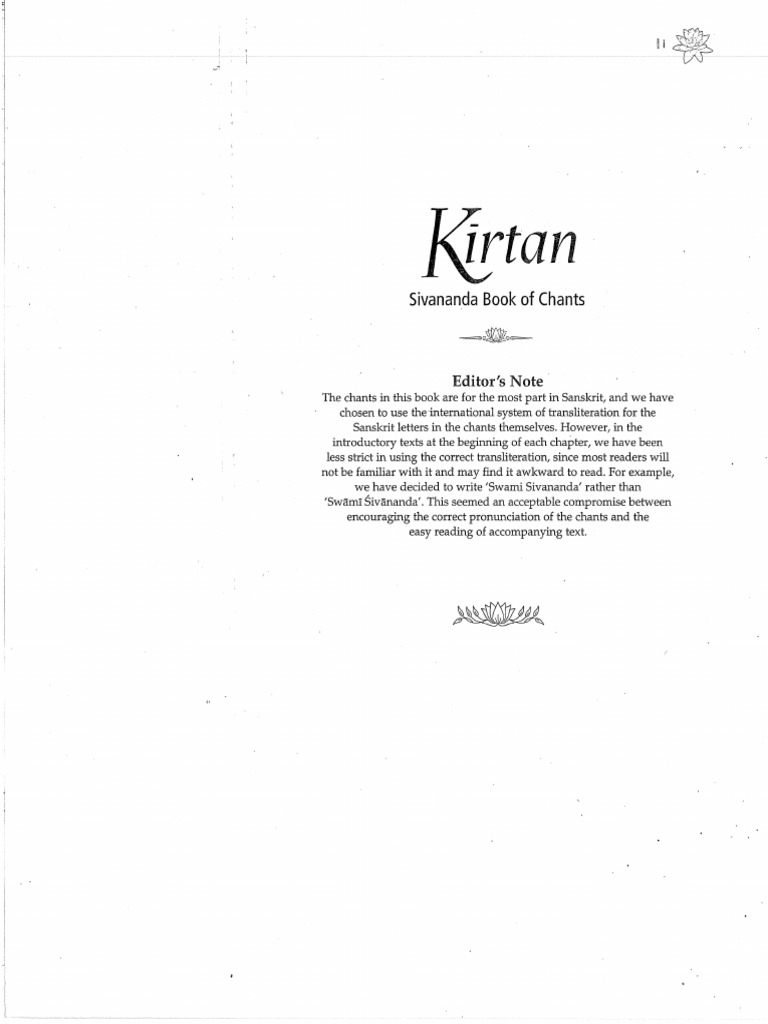 Libro Kirtan Sivananda Book of Chants | PDF