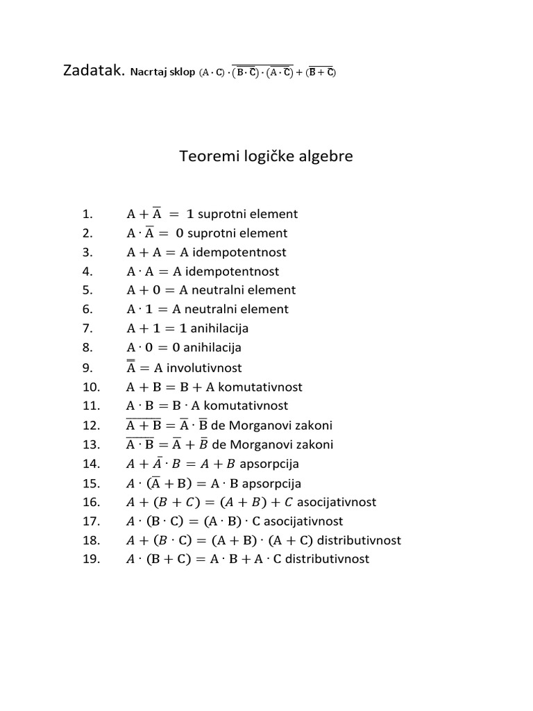 Teoremi Booleove Algebre | PDF